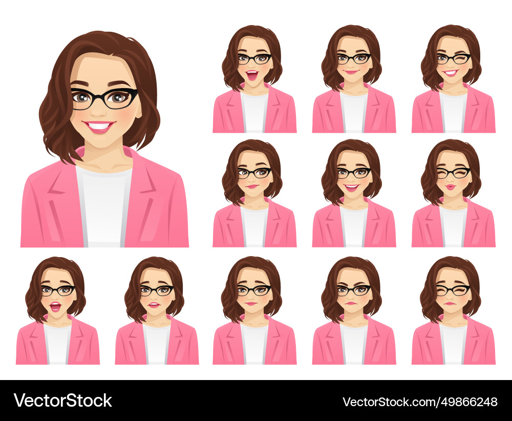 Woman expressions set Royalty Free Vector Image