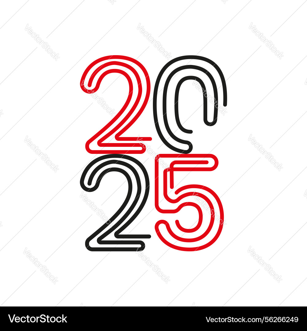2025 line drawing editable stroke Royalty Free Vector Image