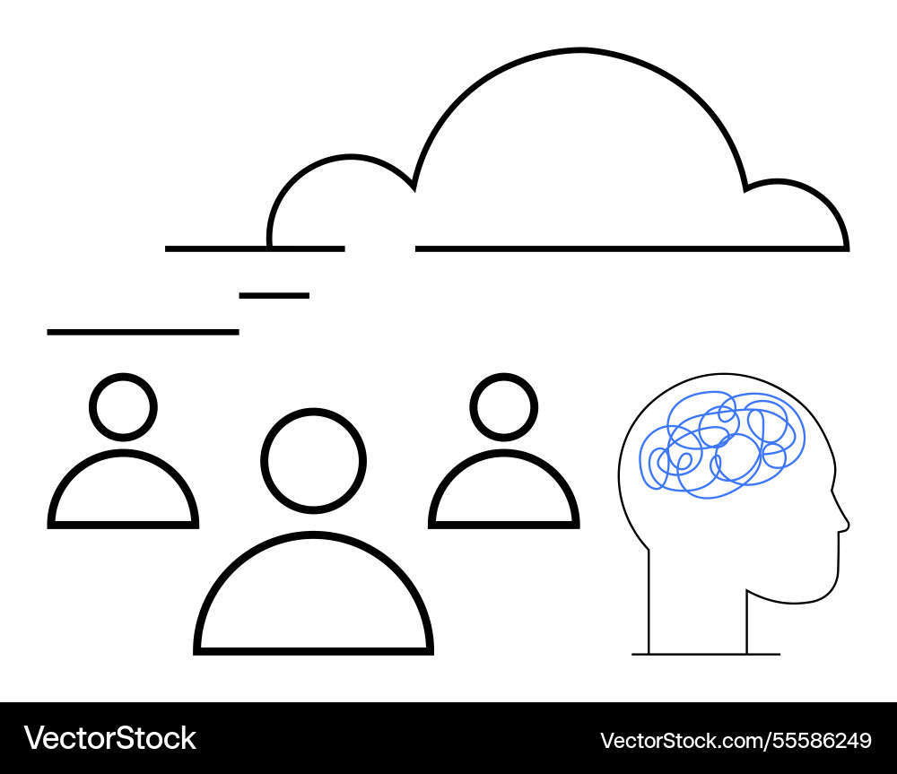 Cloud technology and mental clarity connection in Vector Image