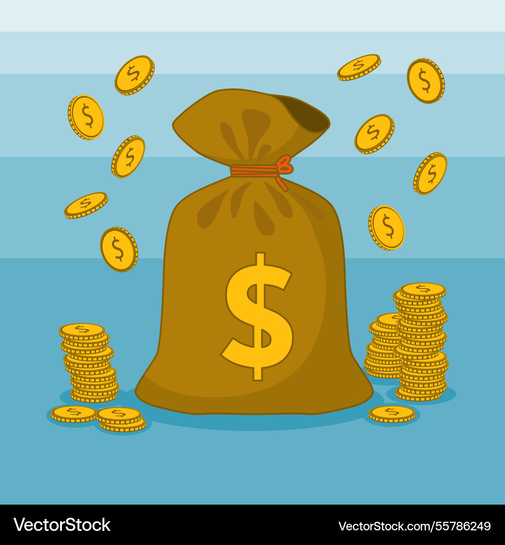 Coins bag background Royalty Free Vector Image