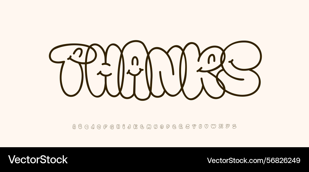 Cute smiling bubble letters thanks word Royalty Free Vector