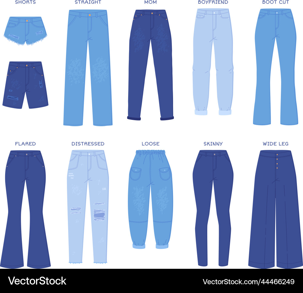 Denim Jeans Styles & Cuts Royalty Free Vector Image