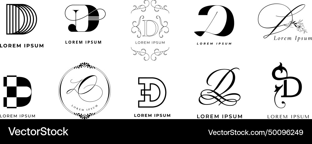Elegant D Monogram Logo Royalty Free Vector Image