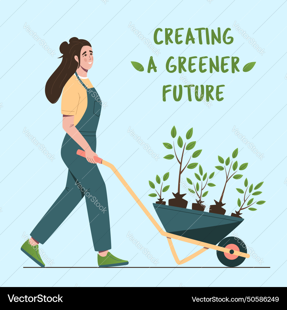 Environmental care poster young eco volunteer Vector Image