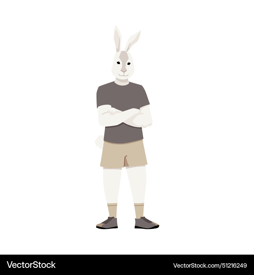 Full length anthropomorphic rabbit flat Royalty Free Vector