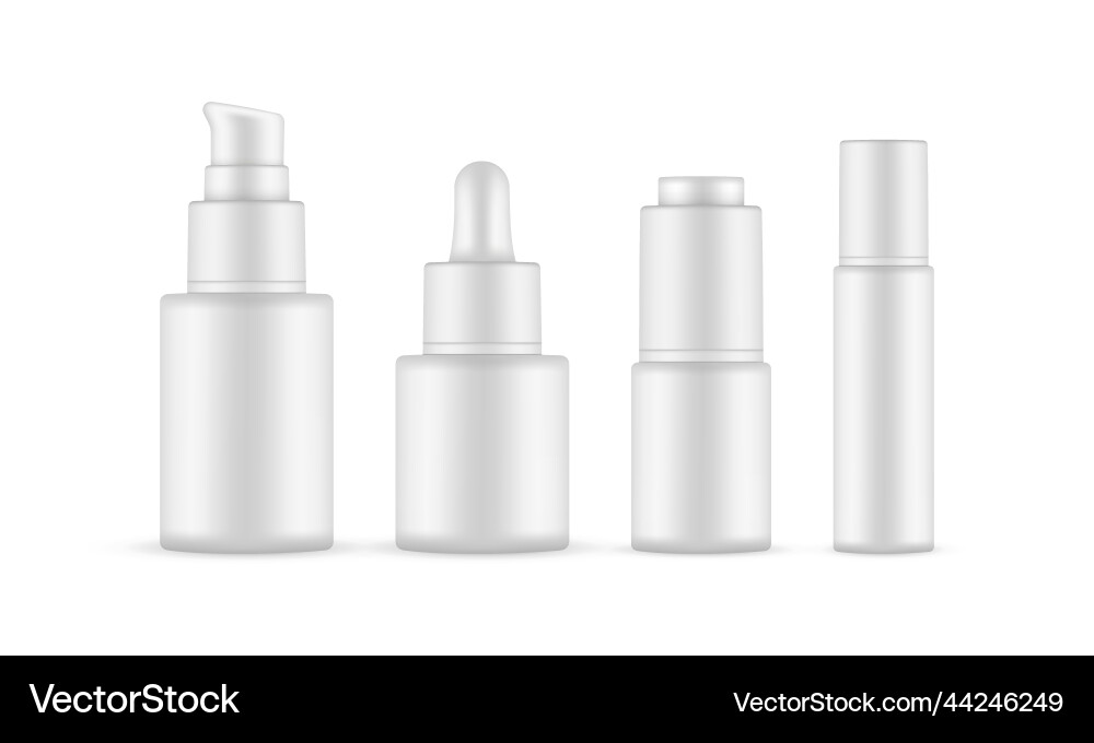 Plastic cosmetic packaging bottles set isolated Vector Image