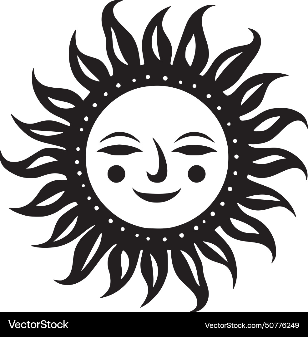 Sun - black and white Royalty Free Vector Image