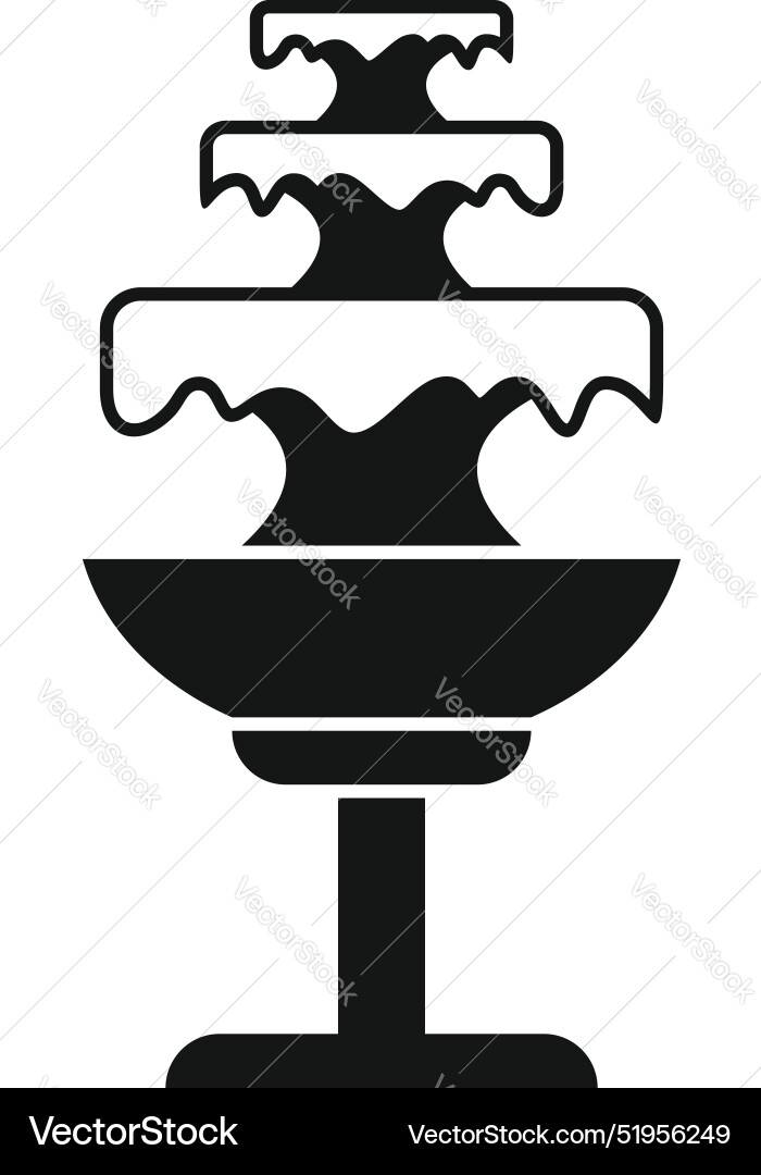 Three tier fountain cascading water into basin Vector Image