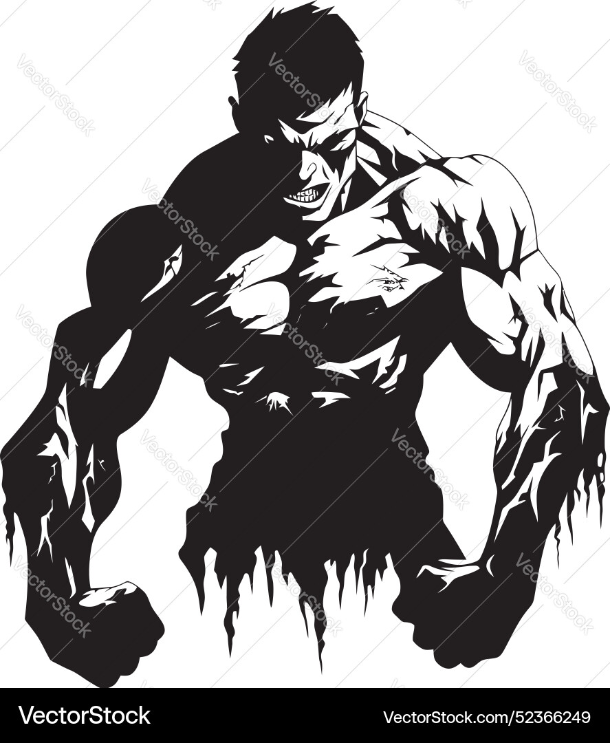 Zombie muscles unleashed black emblematic ghastly Vector Image