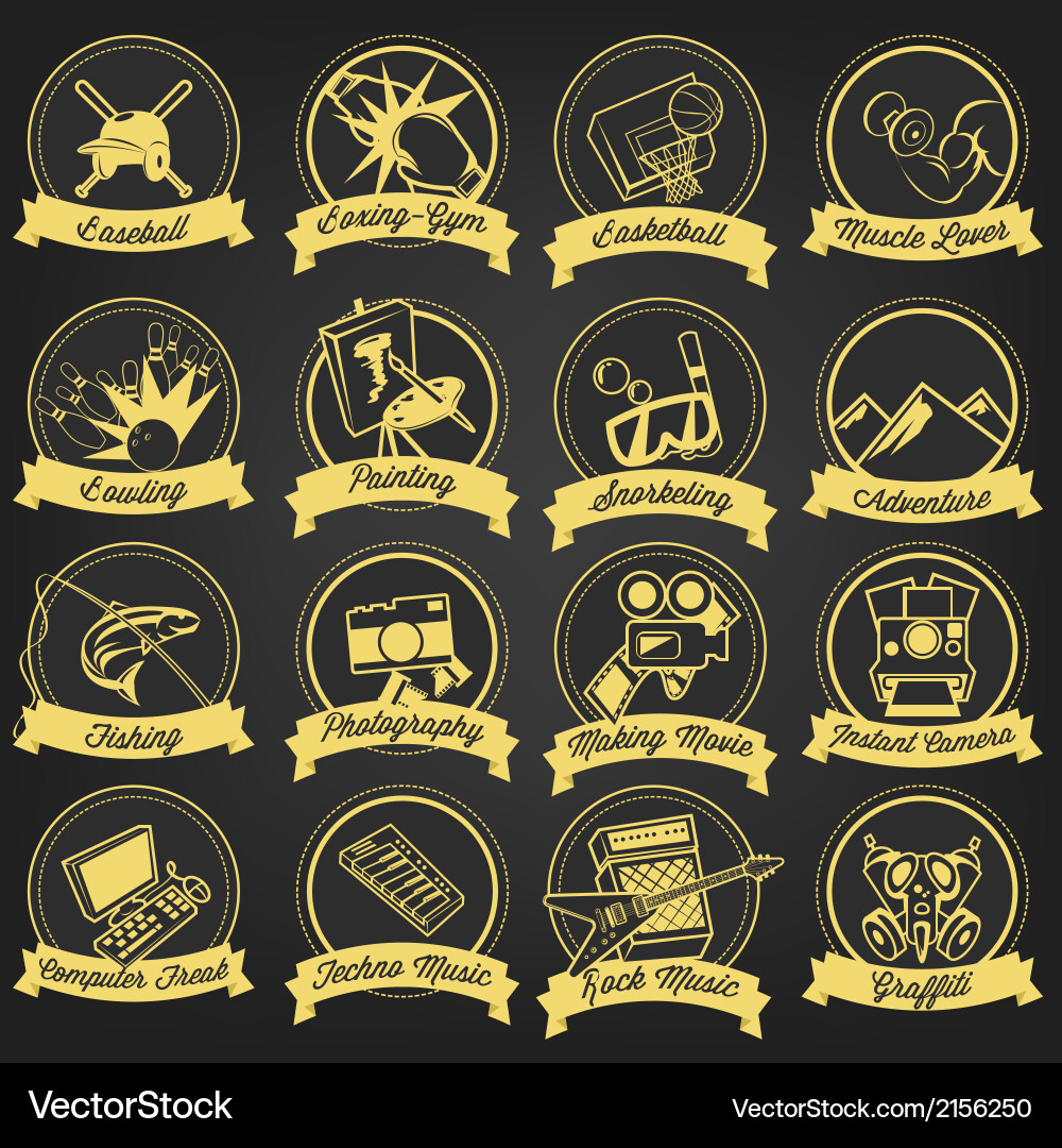 15 Premium Logo Cartoon Hobbys Lizenzfreies Vektorbild