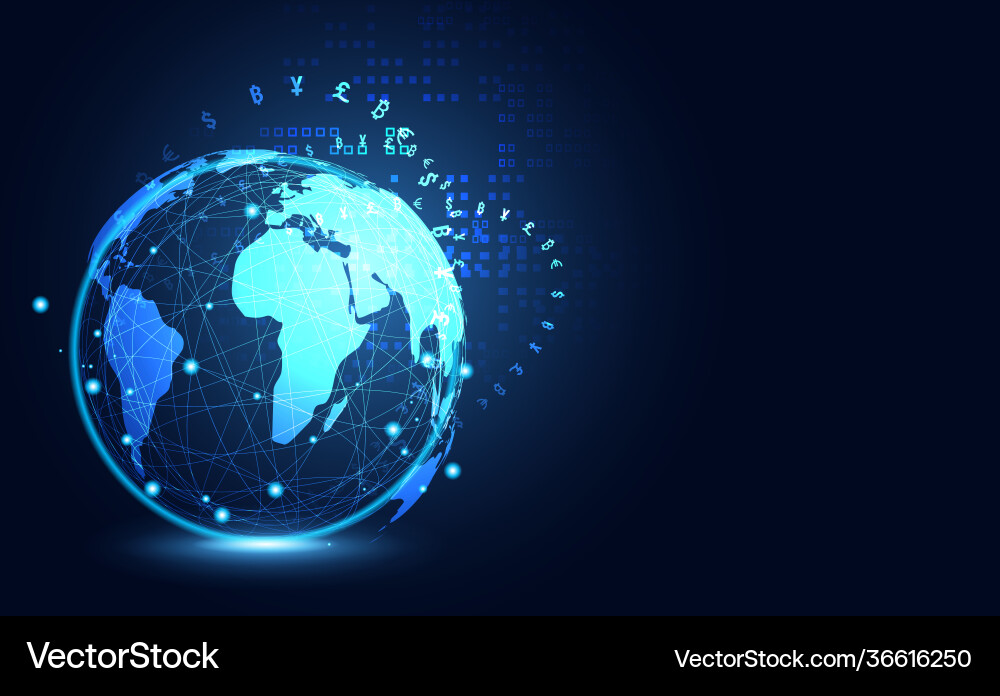 Abstract big data communication technology global Vector Image