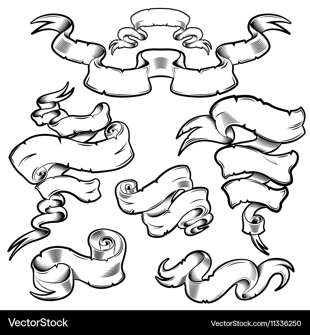 Classic ribbons vintage style set Royalty Free Vector Image