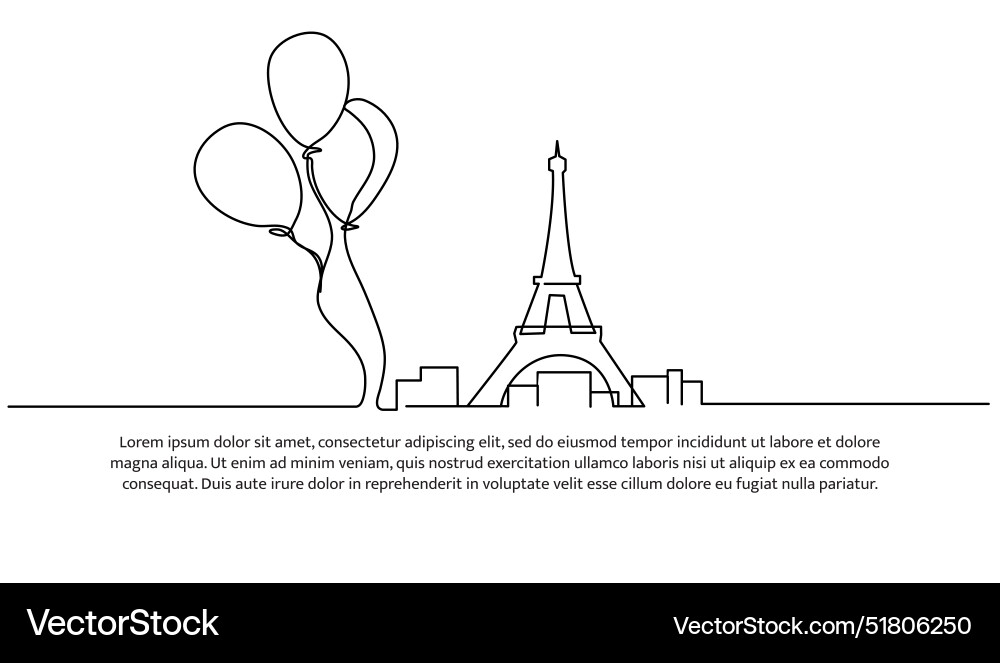 Continuous one line design of balloon Royalty Free Vector