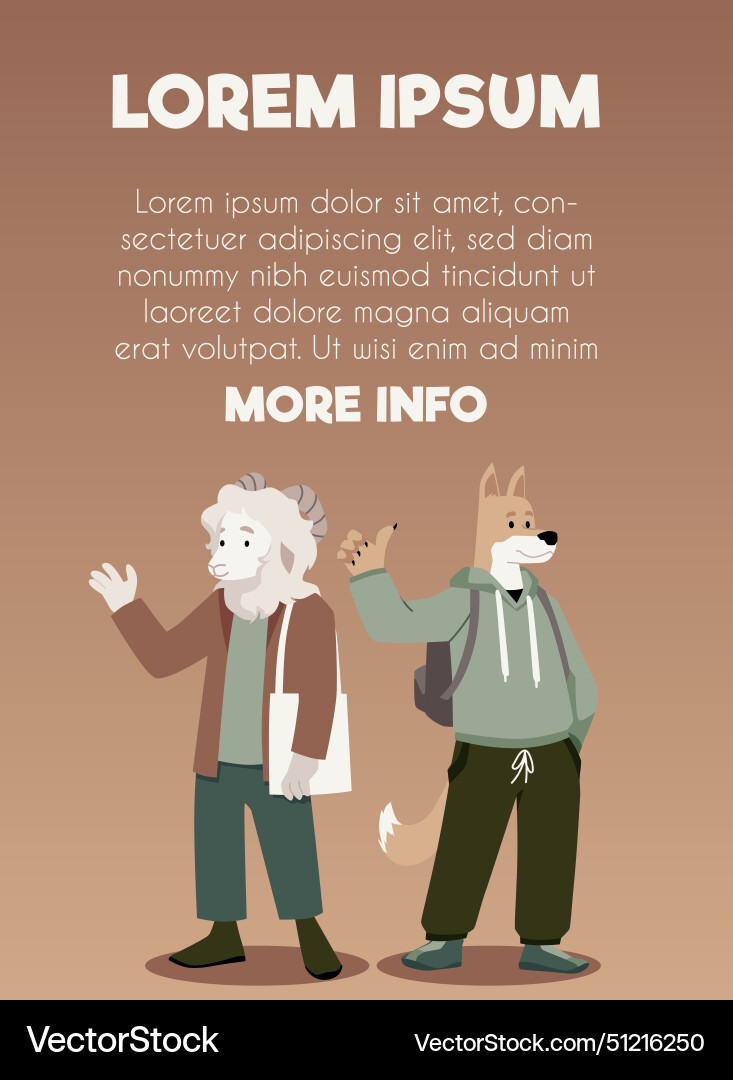 Elderly anthropomorphic animal friends Royalty Free Vector