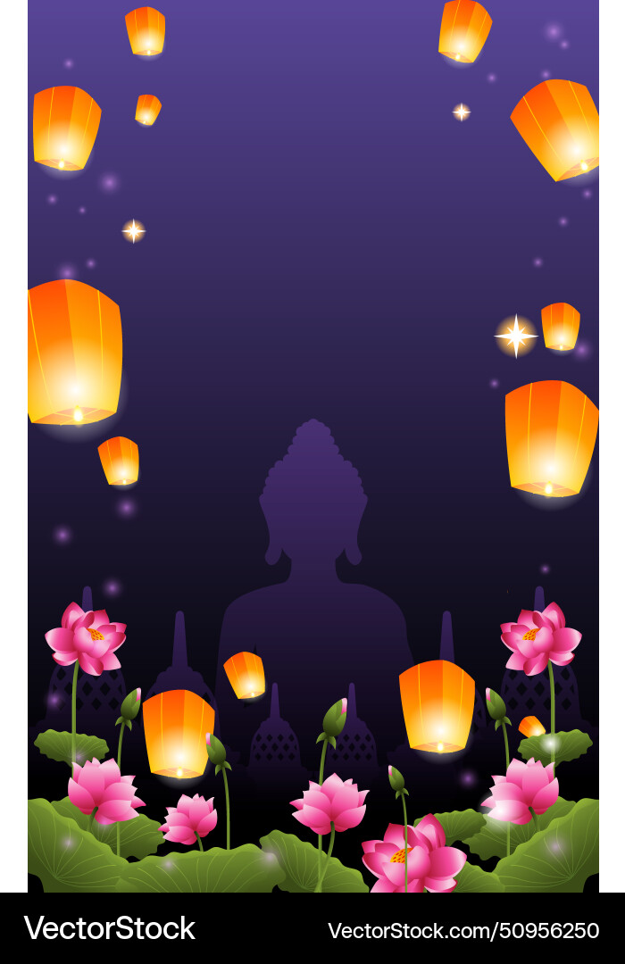 Happy vesak day vertical background Royalty Free Vector