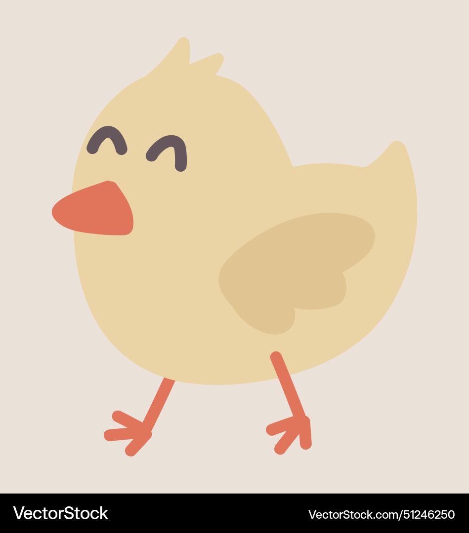 Happy yellow little chicken in flat design Vector Image