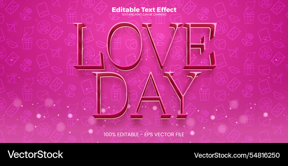 Love day editable text effect in valentine trend Vector Image