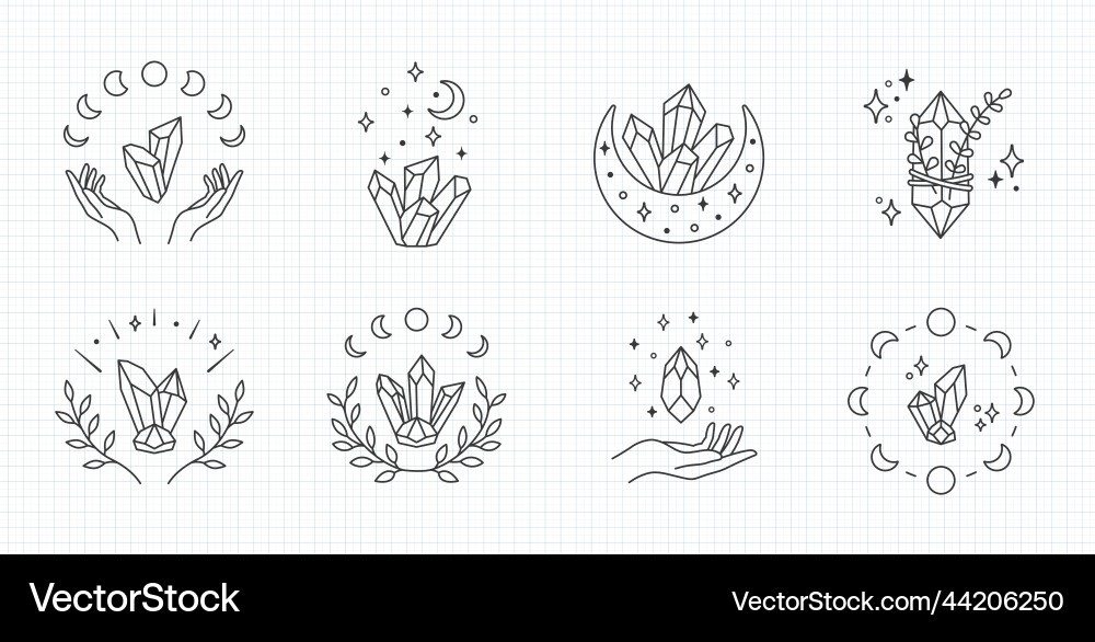 Moon Crystal Boho Logo Royalty Free Vector Image