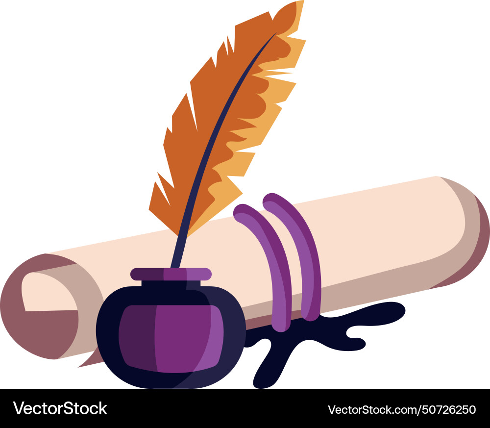Poetry scroll and ink Royalty Free Vector Image