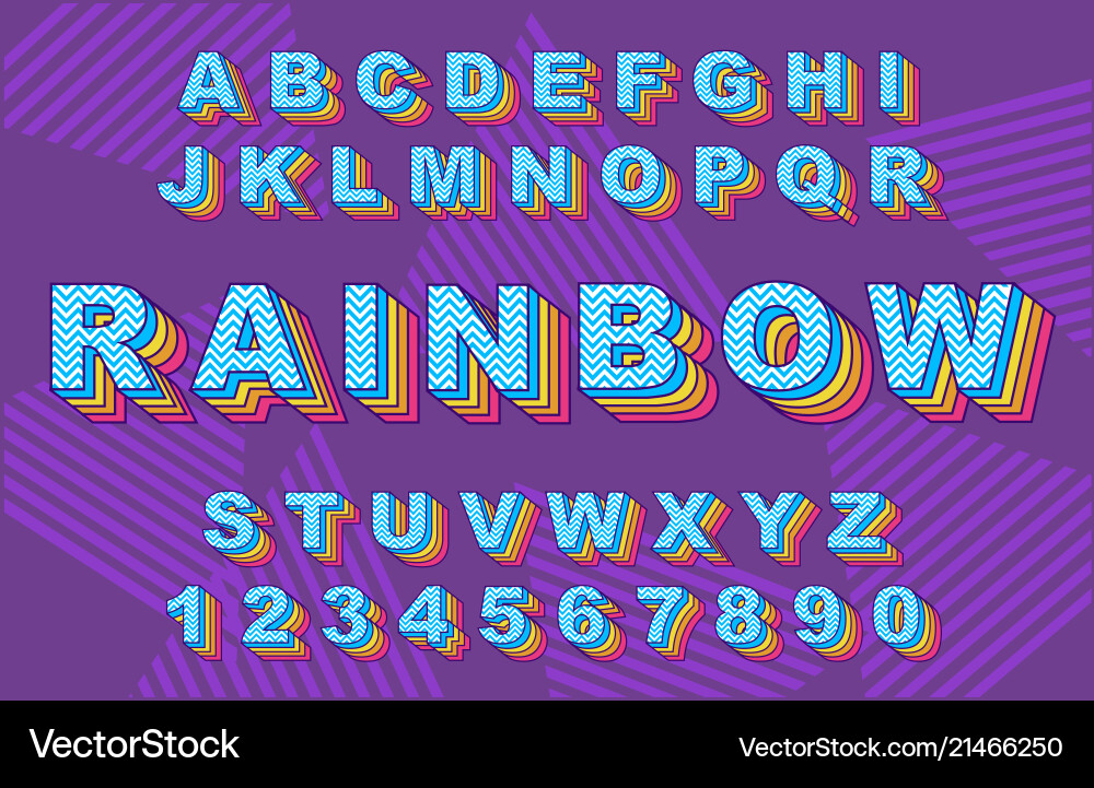 Rainbow vintage alphabet Royalty Free Vector Image
