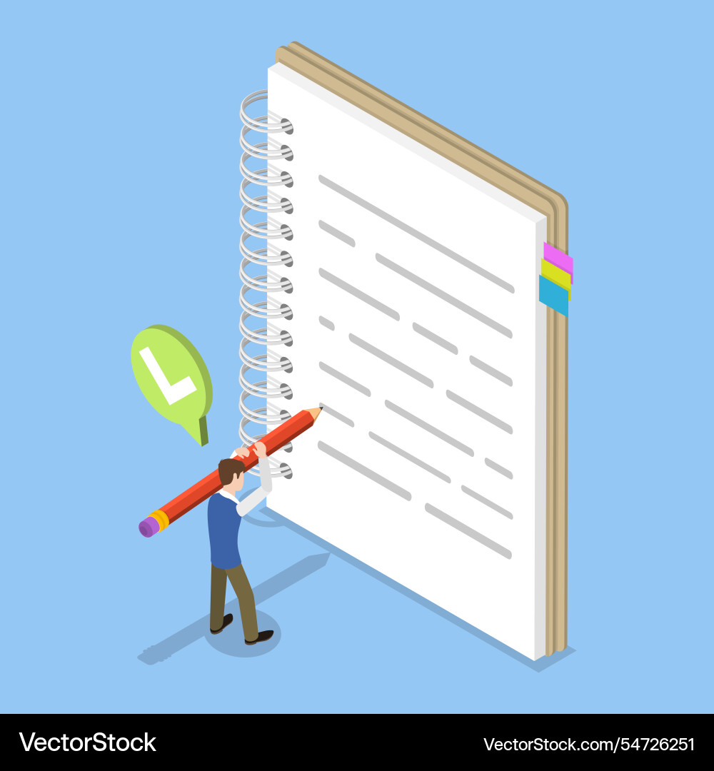 3d isometric flat of notebook Royalty Free Vector Image
