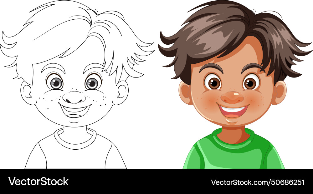 A boy colored and line art Royalty Free Vector Image