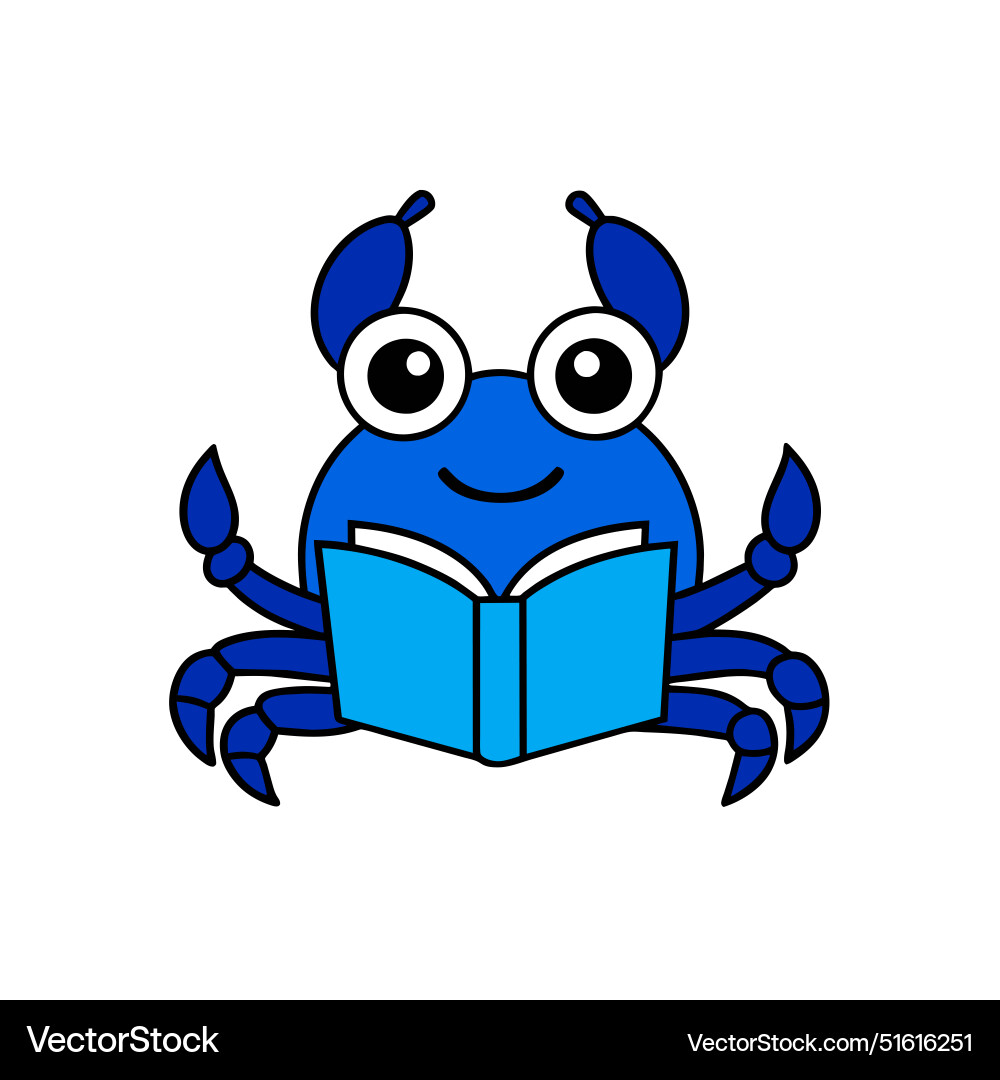 Blue crab reading icon Royalty Free Vector Image