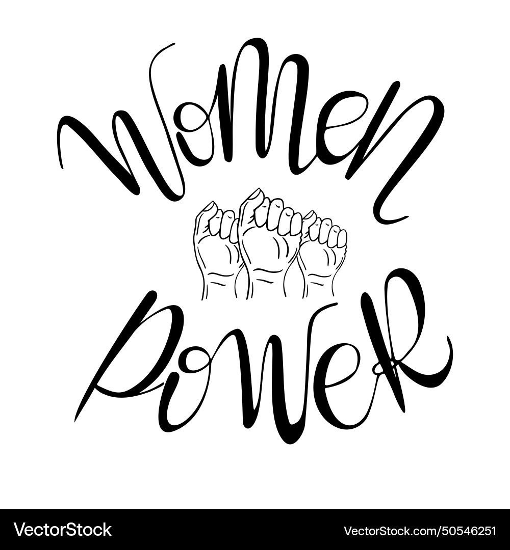 Calligraphy black composition women power Vector Image