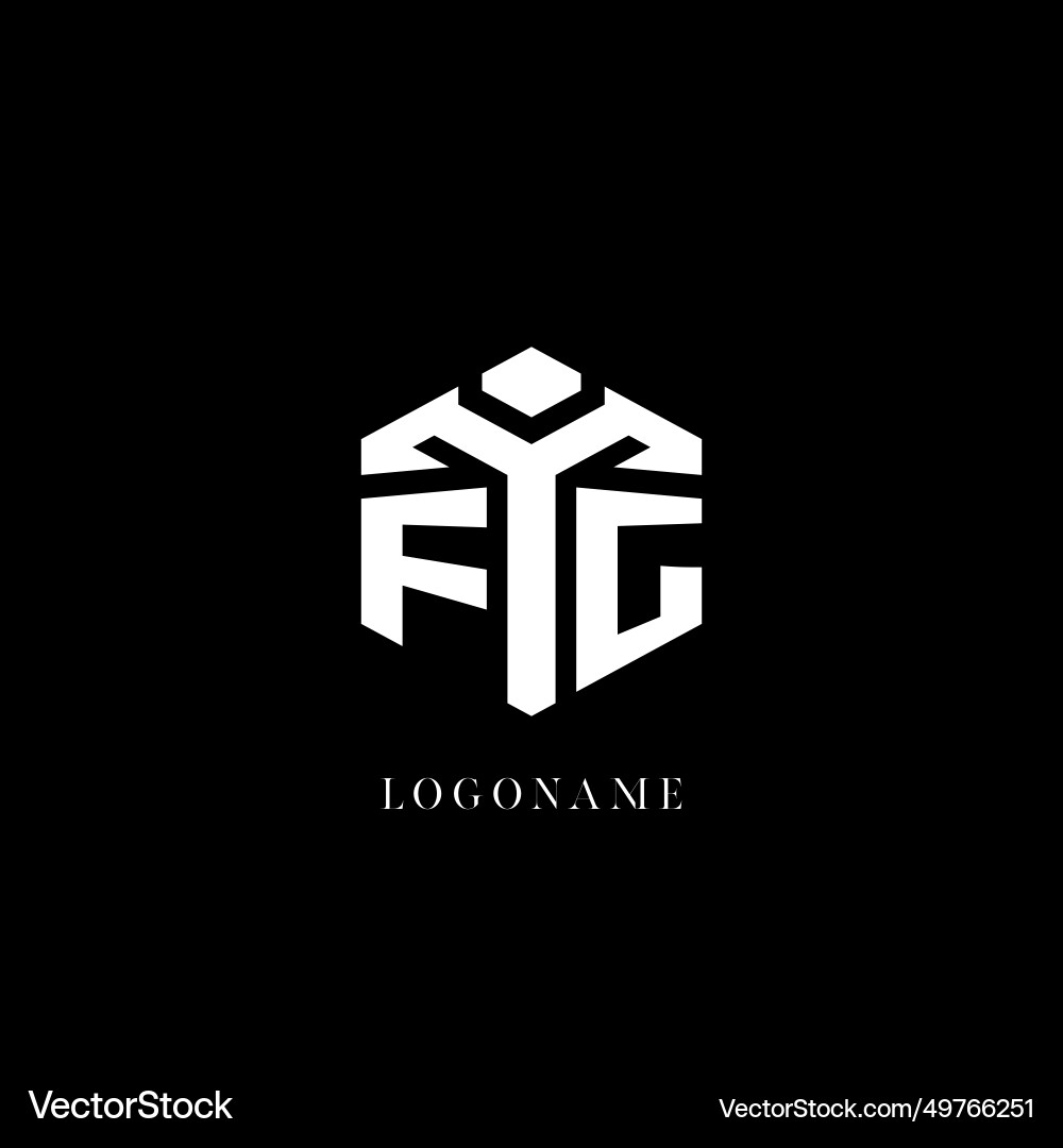 Initial fg logo hexagon shape geometric style Vector Image