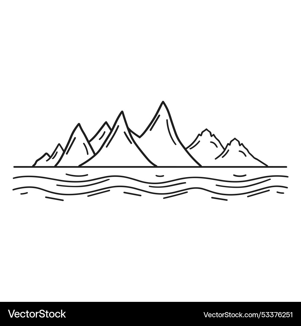 Line art mountain icon style Royalty Free Vector Image