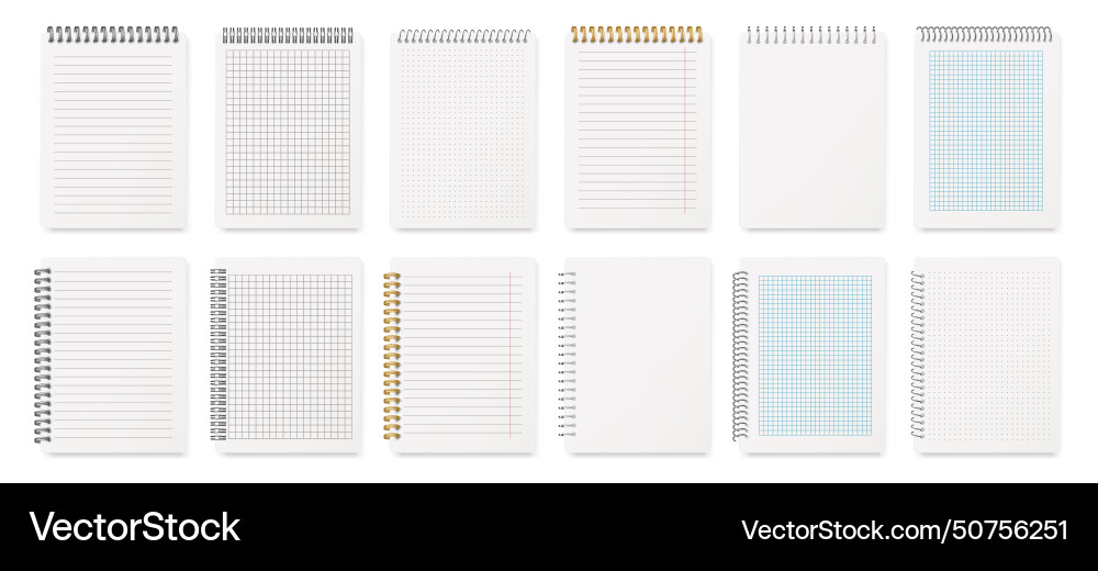 Realistic diary or notebooks with spiral binders Vector Image