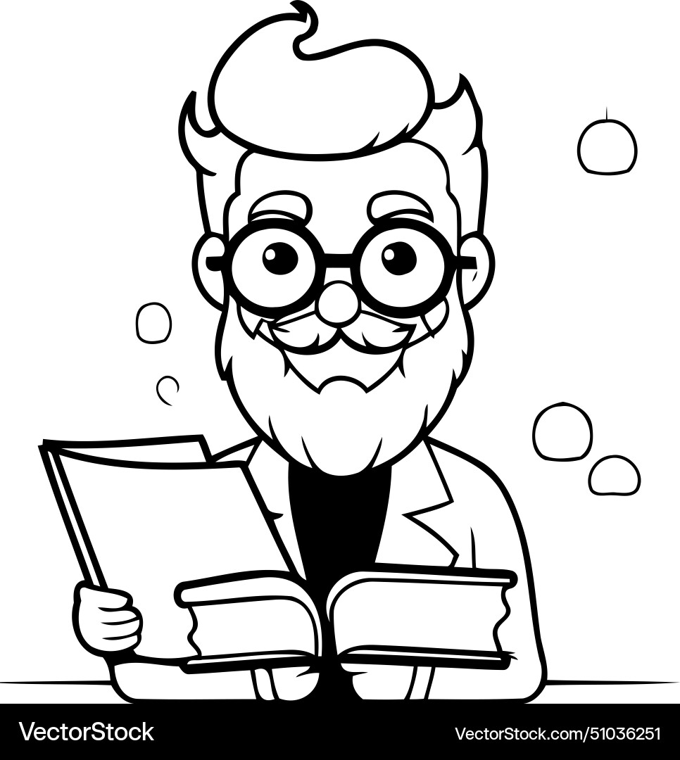 Scientist with notebook and pen cartoon character Vector Image