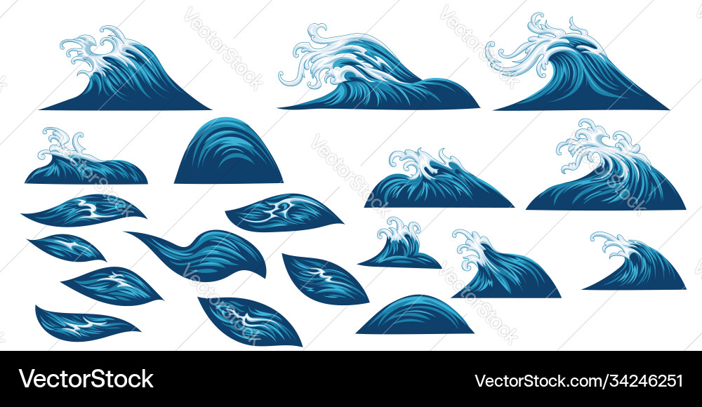 Set decorative waves Royalty Free Vector Image