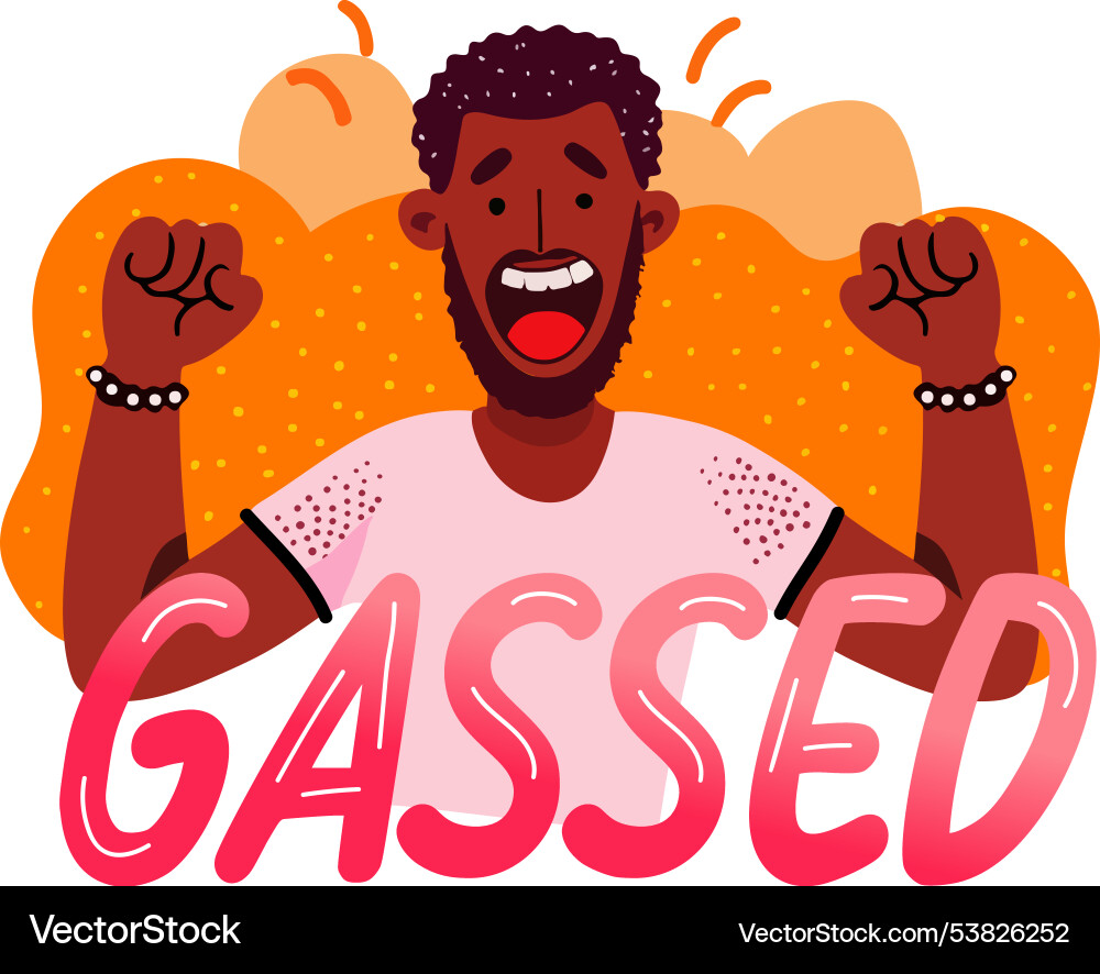 A flat style sticker of exited character Vector Image