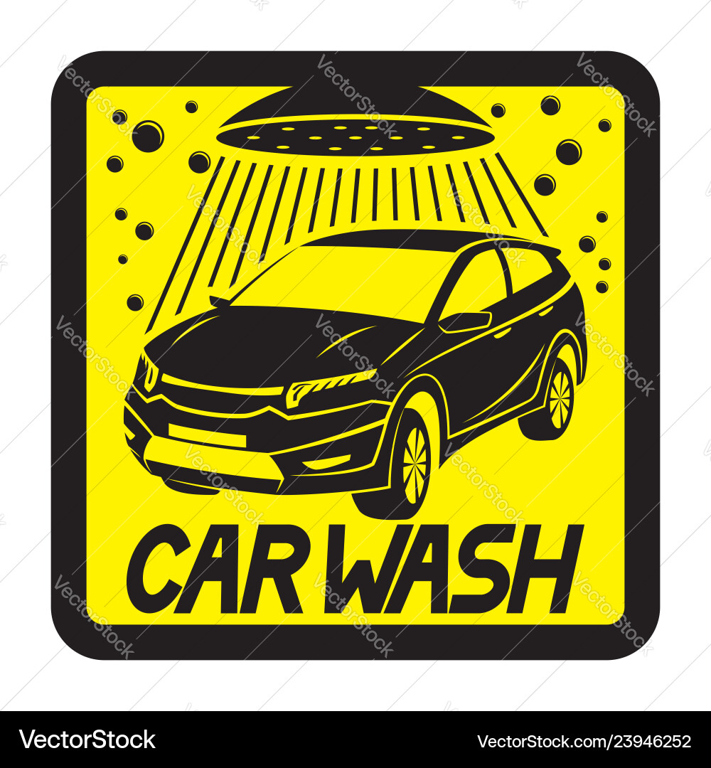 Car wash yellow sign Royalty Free Vector Image