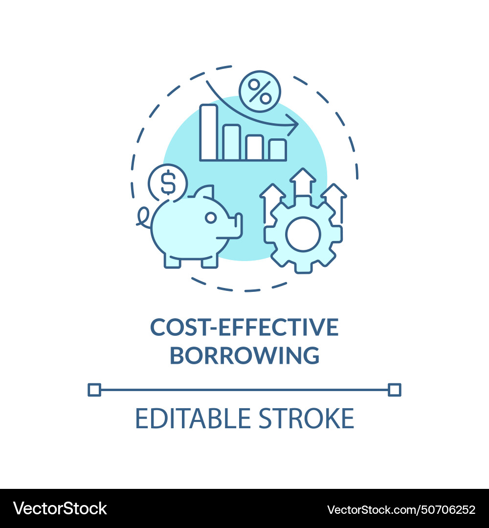 Cost-effective borrowing soft blue concept icon Vector Image