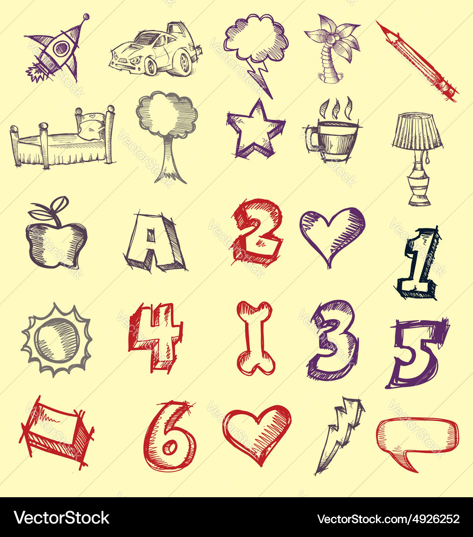 Doodles set Royalty Free Vector Image - VectorStock