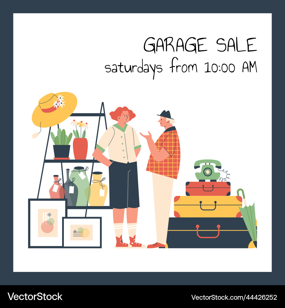 Garage sale invitation poster flat Royalty Free Vector Image