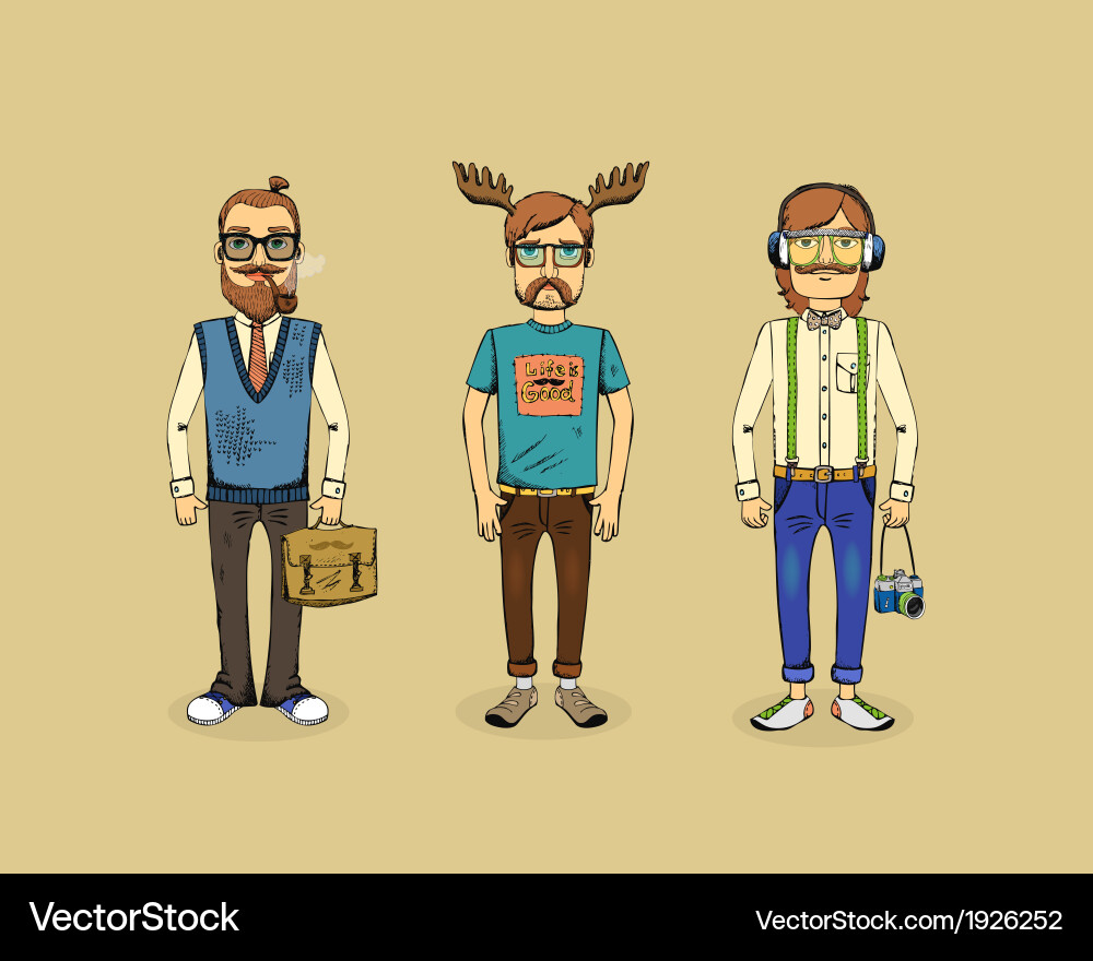 Hipster men Royalty Free Vector Image - VectorStock