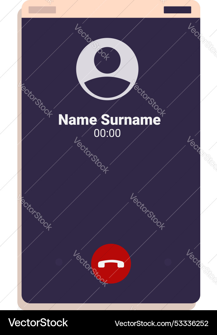 Smartphone showing incoming call from unknown Vector Image