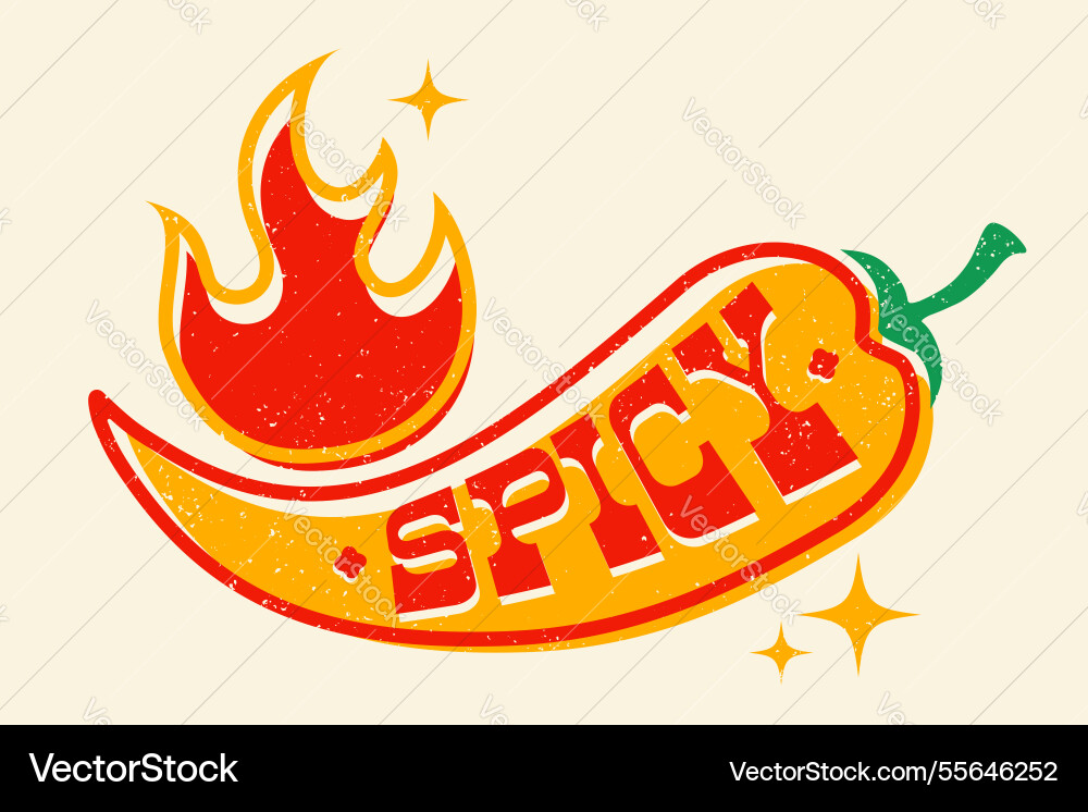 Vintage of a spicy chilli pepper Royalty Free Vector Image