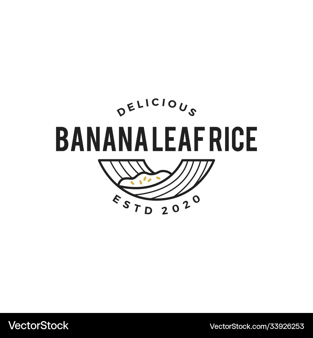 Banana leaf rice logo icon Royalty Free Vector Image
