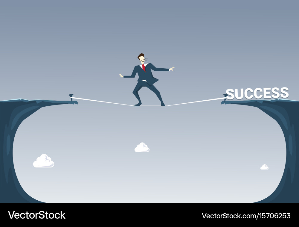 Businessman walk over cliff gap mountain Vector Image
