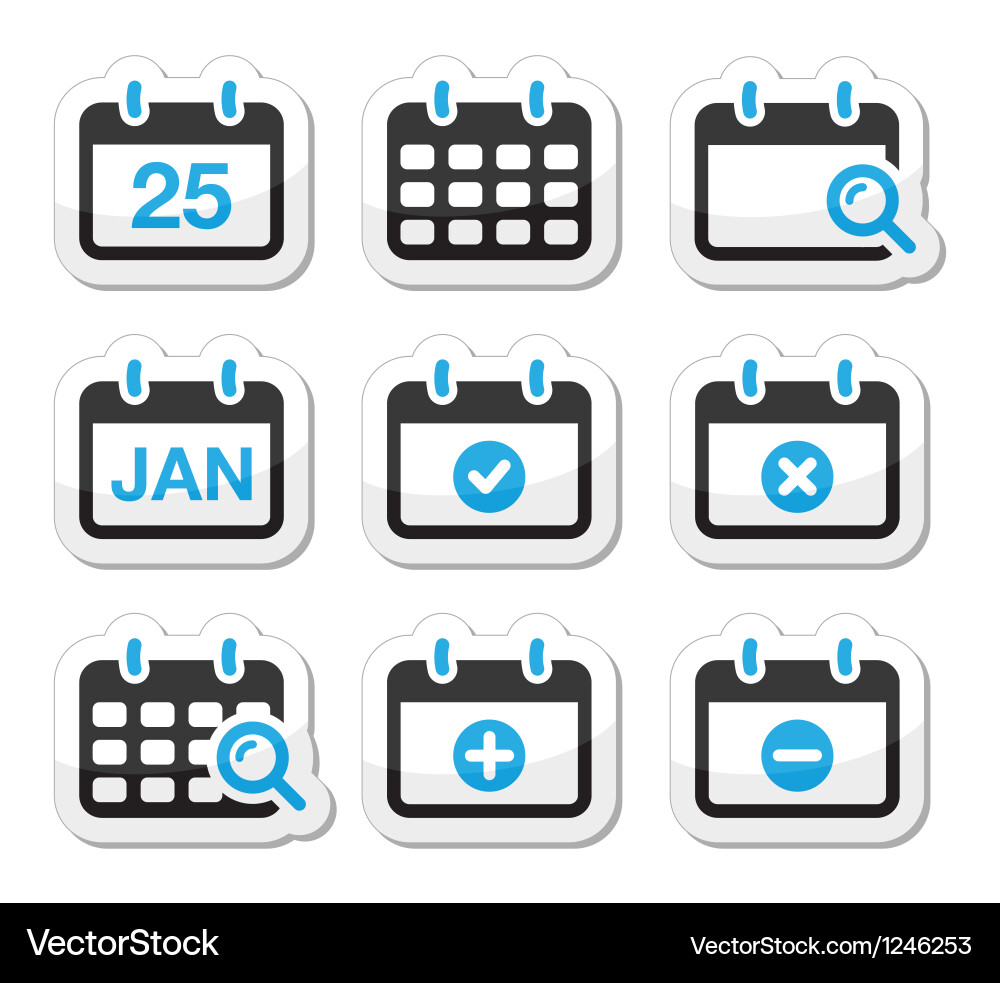 Calendar date icons set Royalty Free Vector Image