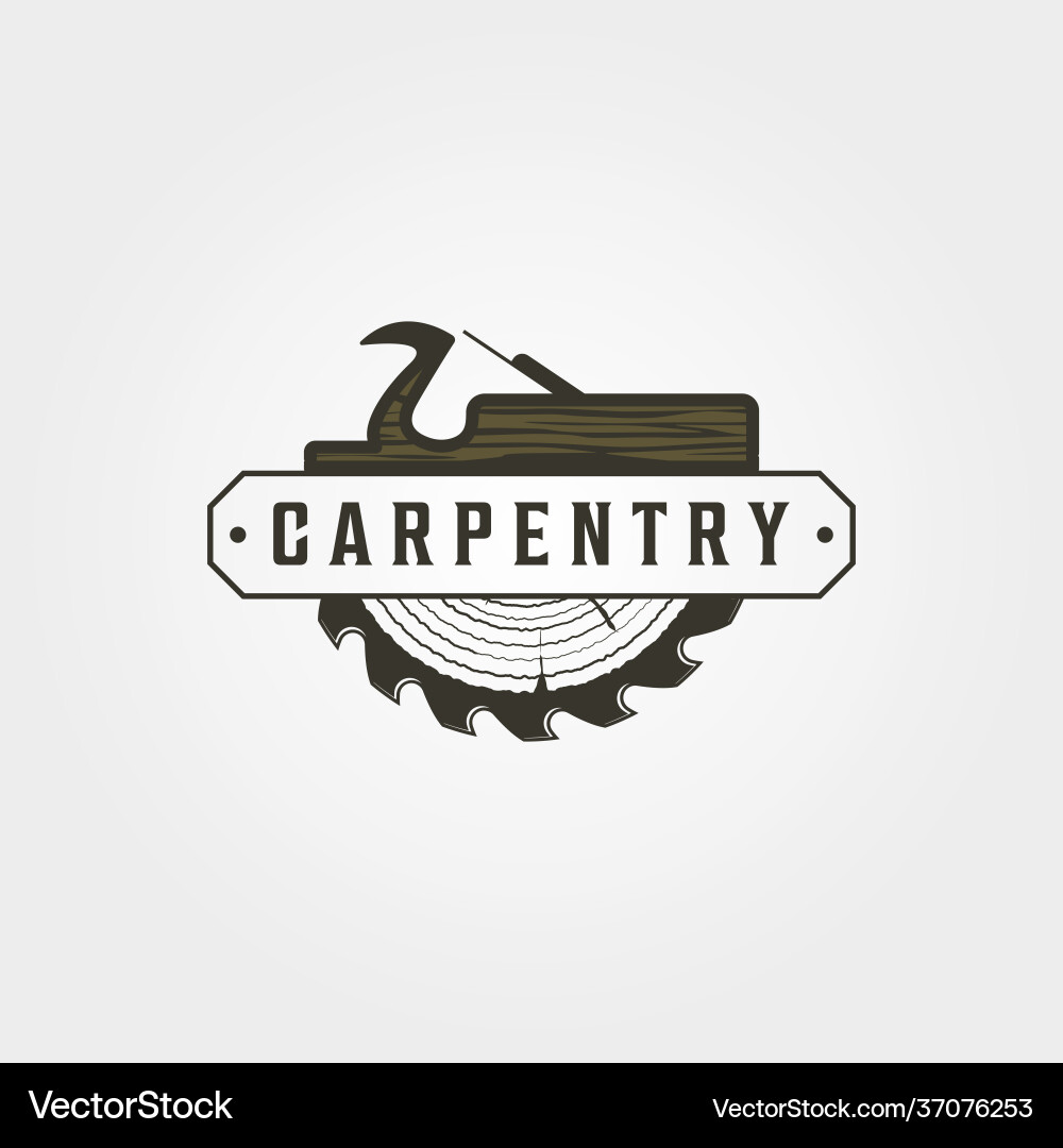 Carpentry logo vintage symbol design woodwork Vector Image
