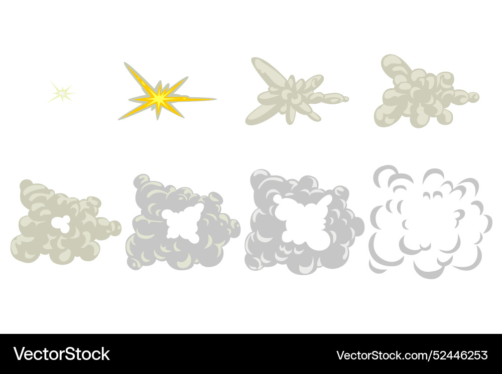 Cartoon explosion animation frames Royalty Free Vector Image