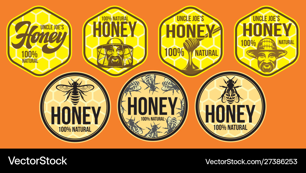 Color set templates for honey packaging design Vector Image