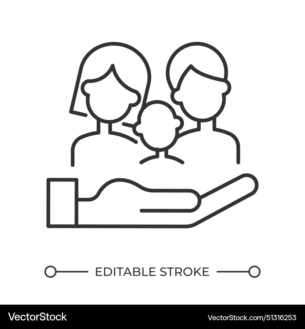 Family insurance linear icon Royalty Free Vector Image