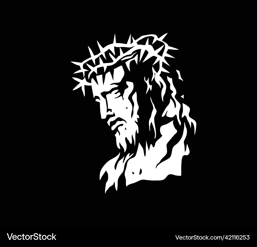 Jesus face silhouette Royalty Free Vector Image