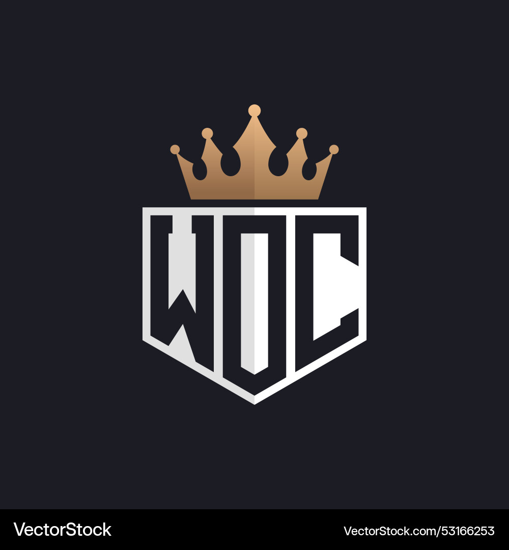 Luxury woc logo with crown elegant initials Vector Image